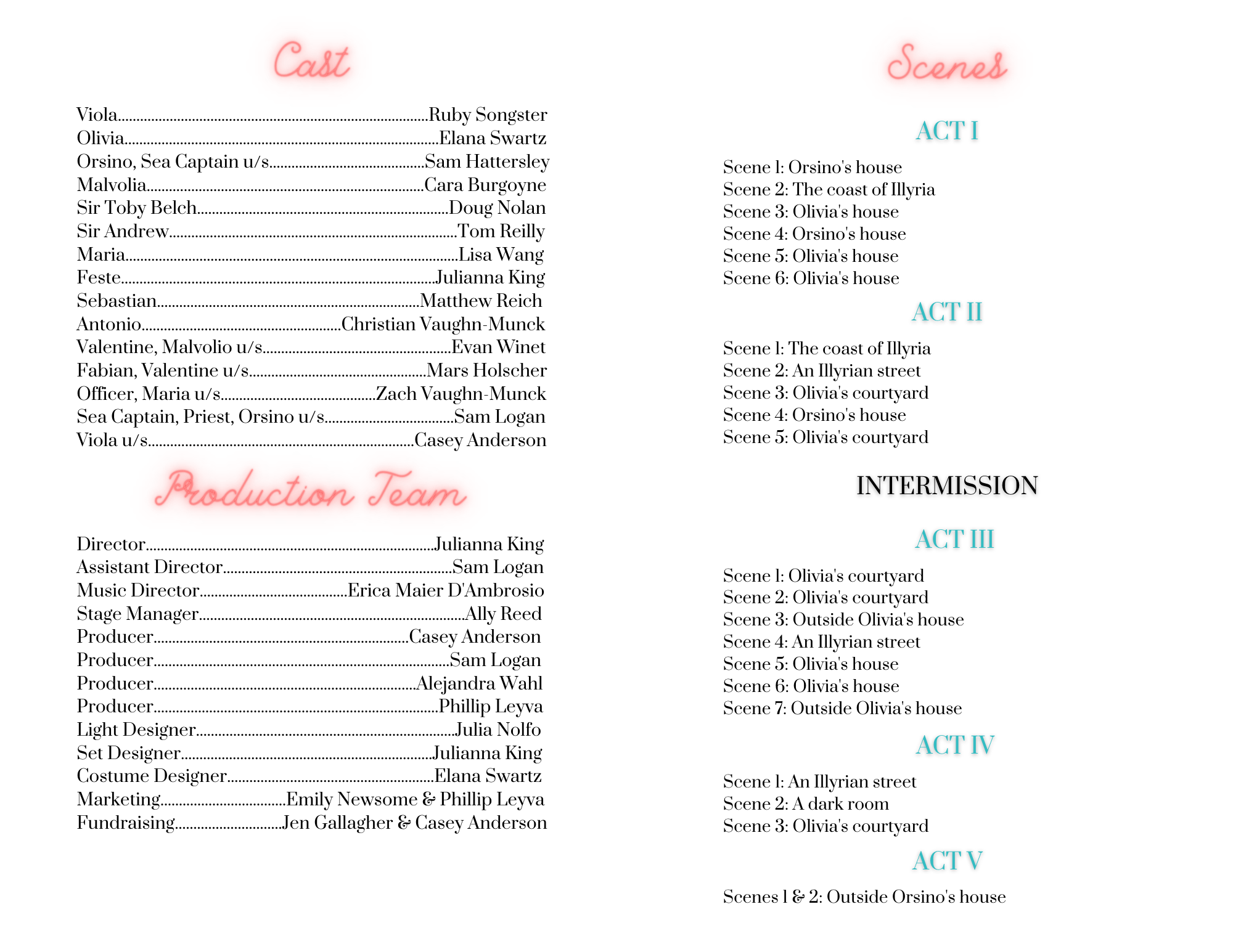 Twelfth Night Program – Berkeley Shakespeare Company